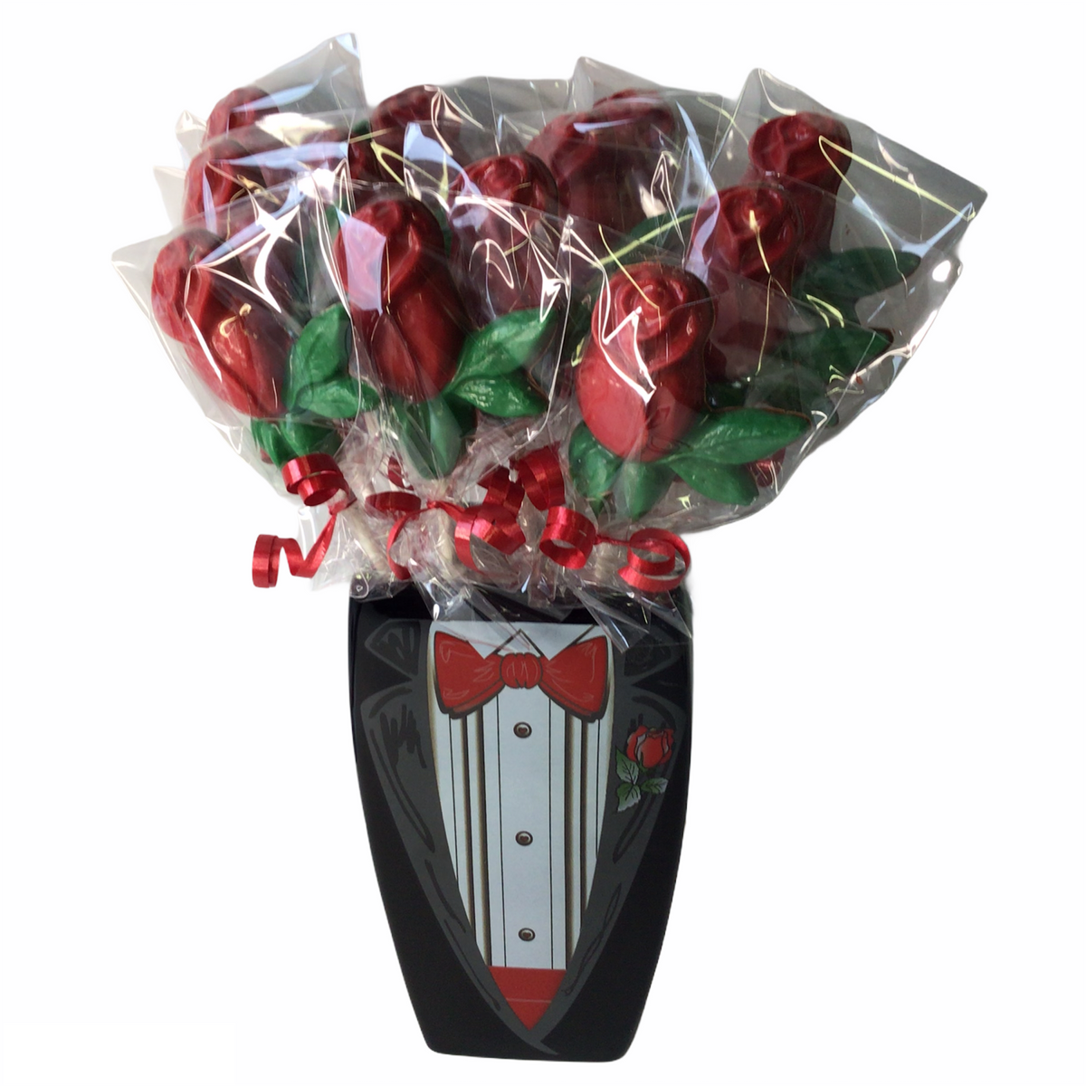 Rose bouquet in a tuxedo vase. – Sweets N Treats Debbie